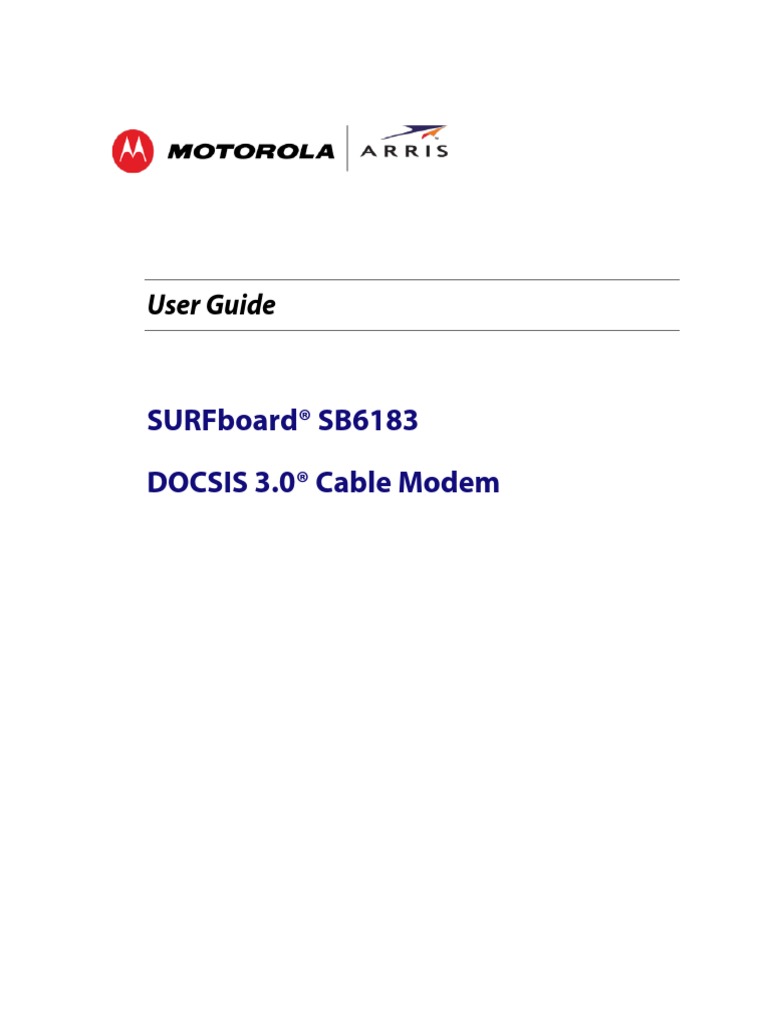 Surfboard® Sb6183 Docsis 3.0® Cable Modem: User Guide | PDF ...