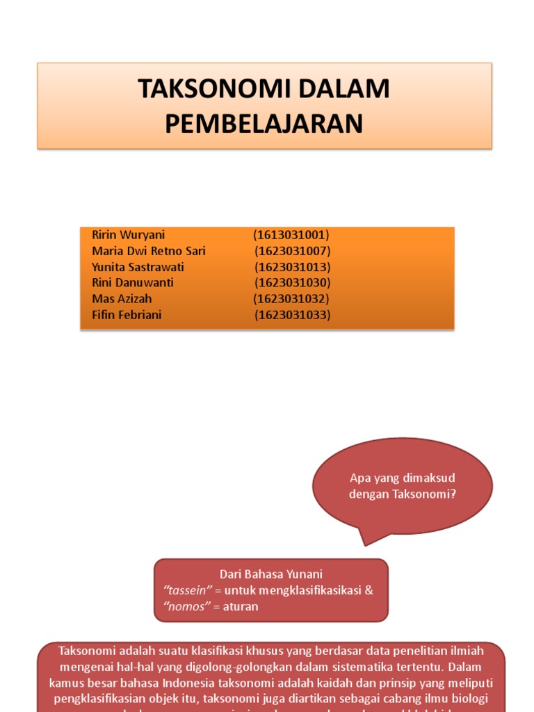 Taksonomi Untuk Presentasi | PDF
