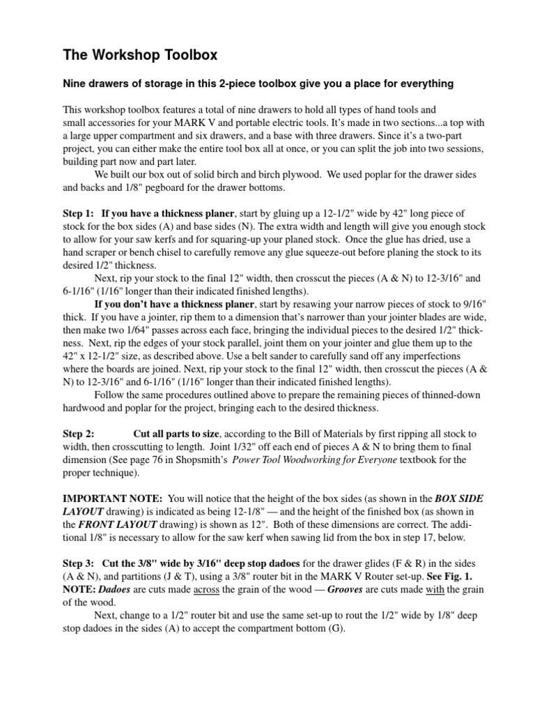 Tool Box - Workshop Toolbox | PDF | Woodworking | Crafts