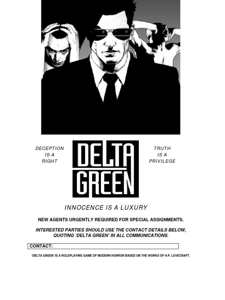Utility Delta Green Recruitment Poster 2 | PDF