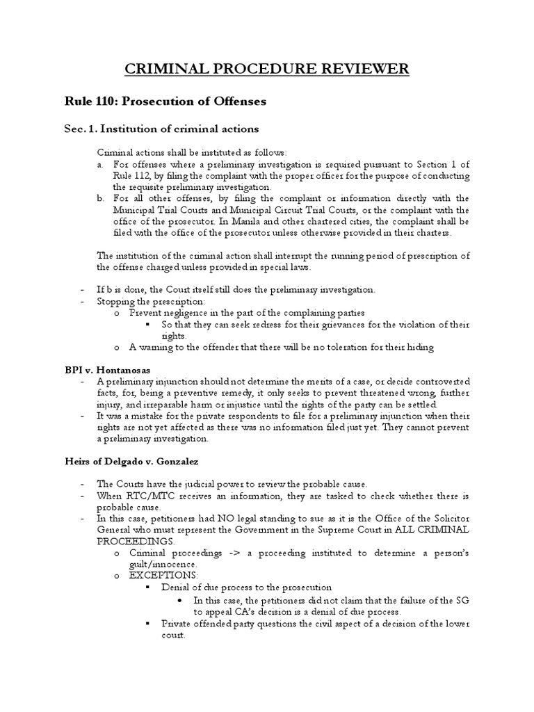 Crim Pro Reviewer (2017) | PDF | Prosecutor | Venue (Law)