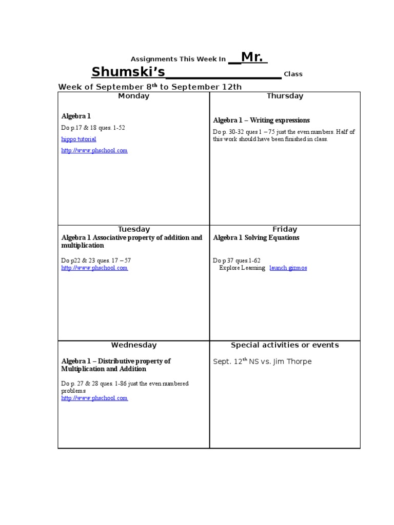 Homework Hotline Template | PDF