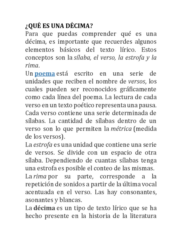 Decimas | PDF | Rima | Poesía