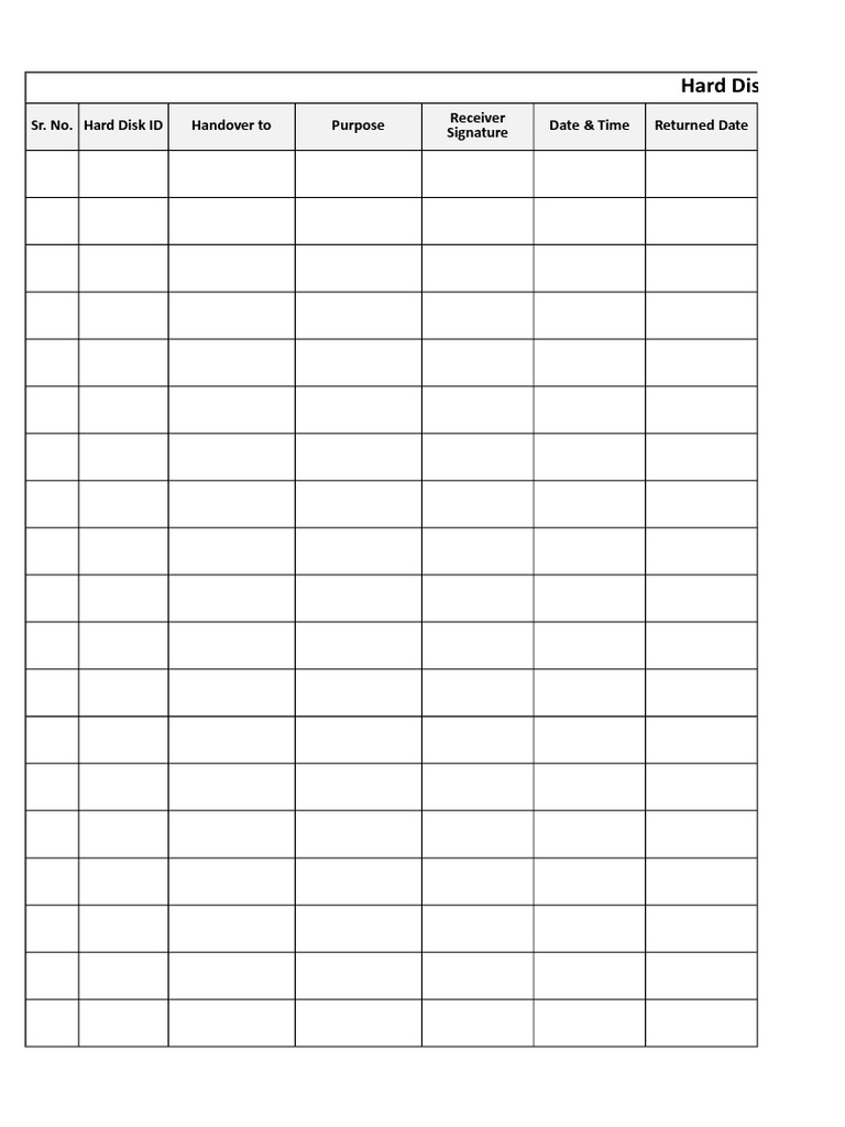 Hard Disk Log Sheet | PDF