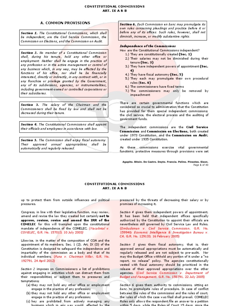 Independent Constitutional Commissions | PDF | Commission On Elections ...