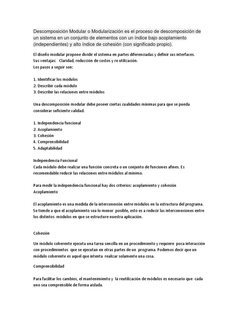 Descomposición Modular o Modularización | PDF | Adaptación | Informática