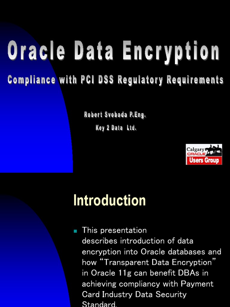 Oracle Data Encryption | PDF | Payment Card Industry Data Security ...