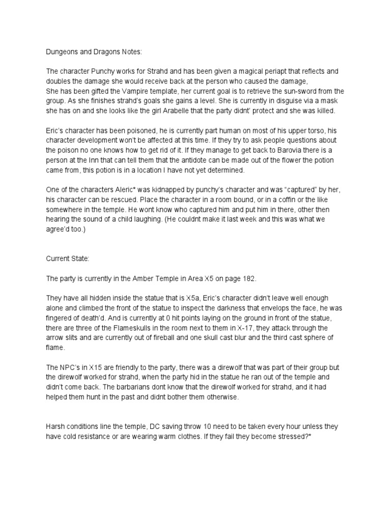 Dungeons and Dragons Notes | PDF | Fantasy Role Playing Games ...