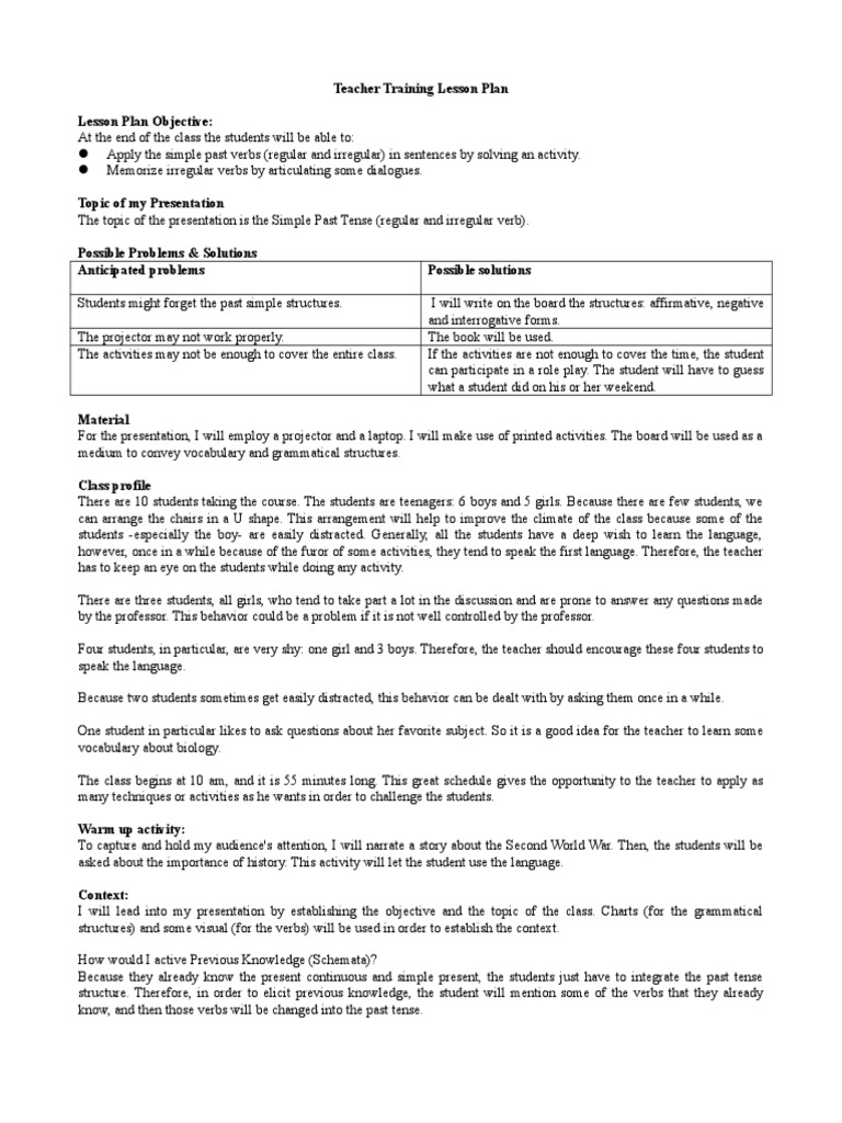 Lesson Plan Draft | PDF | Verb | Lesson Plan