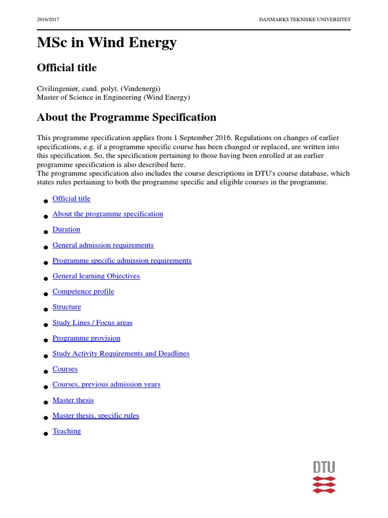 MSC in Wind Energy | Download Free PDF | Master Of Science | Thesis