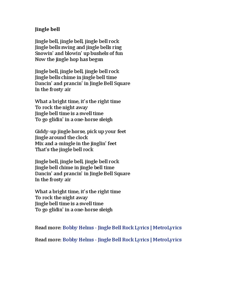 Jingle Bell: Bobby Helms - Jingle Bell Rock Lyrics - Metrolyrics Bobby Helms - Jingle Bell Rock ...