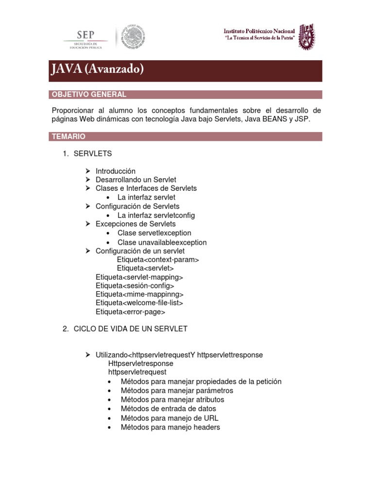 Java Avanzado | PDF | Páginas del servidor Java | Servlet Java