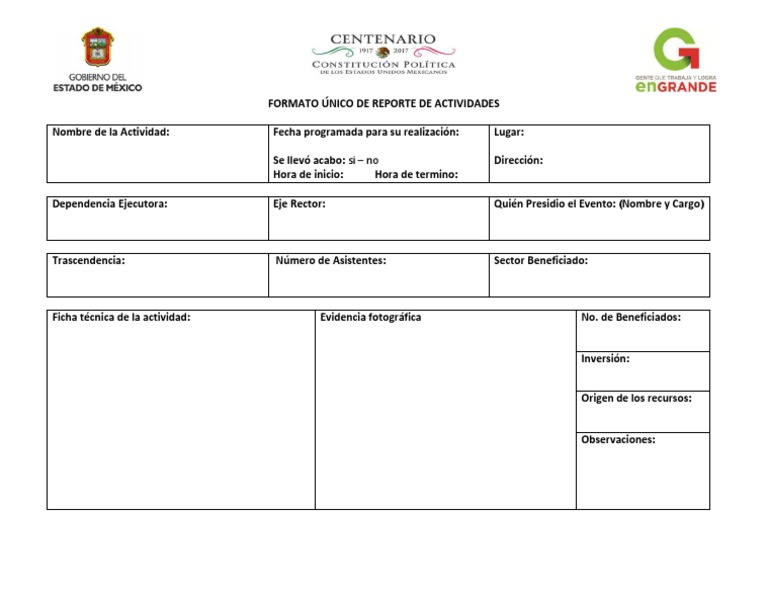 Formato para Reporte de Actividades | PDF