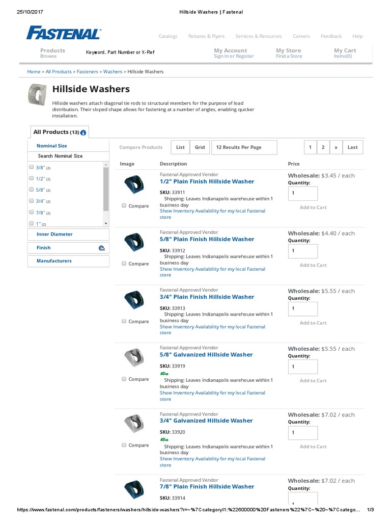 Hillside Washers - Fastenal | PDF | Warehouse | Inventory