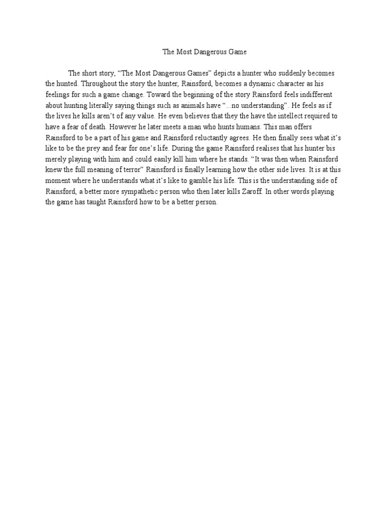 Two Chunk Paragraph-The Most Dangerous Game | PDF