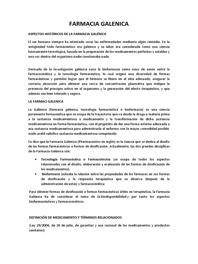 Introducción a la Farmacia Galénica | PDF | Medicamentos con receta ...