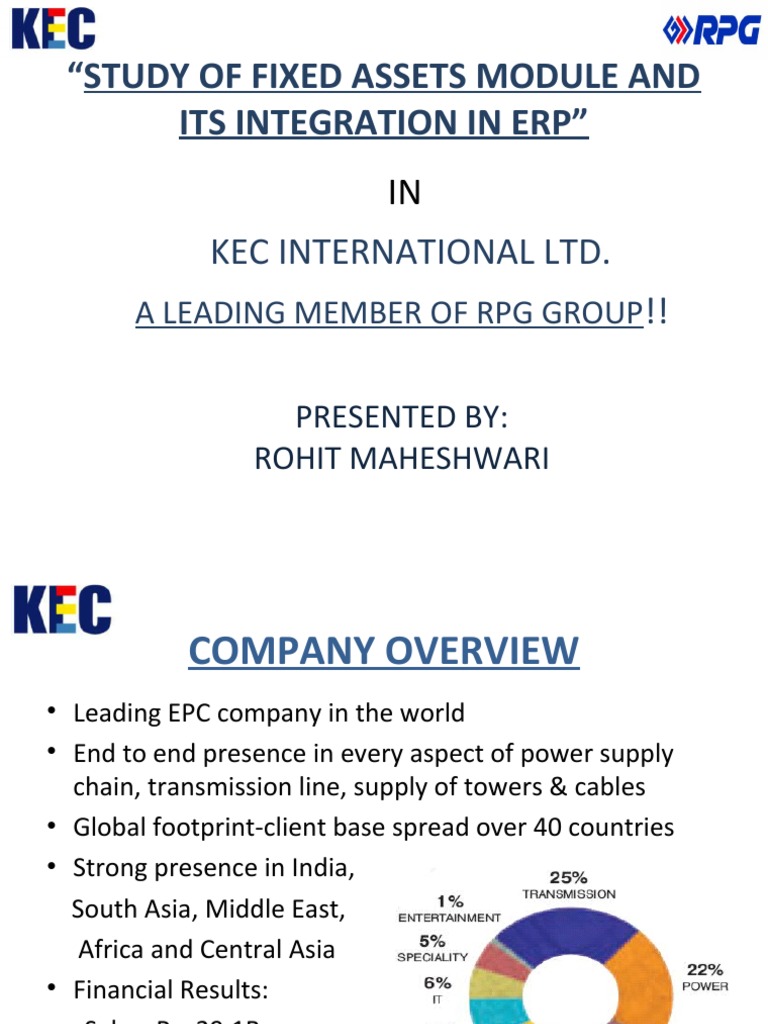 "Study of Fixed Assets Module and Its Integration in Erp": Kec ...