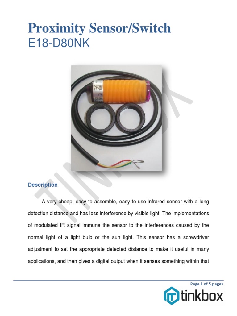 E18 D80NK | PDF | Sensor | Infrared