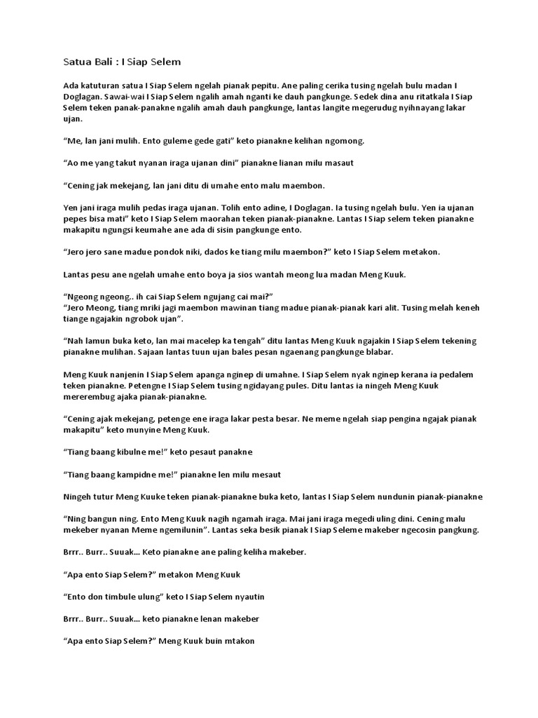Satua Bali | PDF
