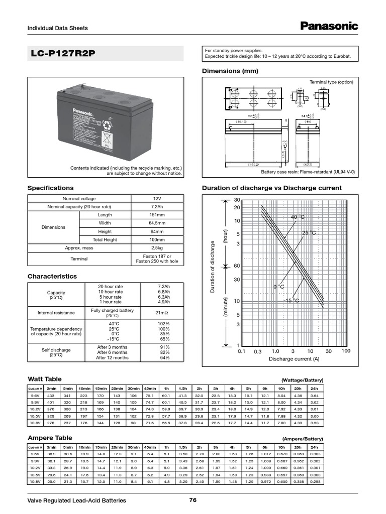 DataSheet Baterai | Download Free PDF | Battery (Electricity ...