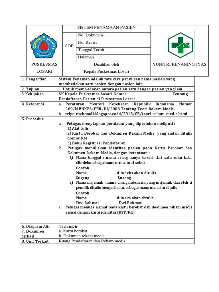 Sop Sistem Penamaan Pasien