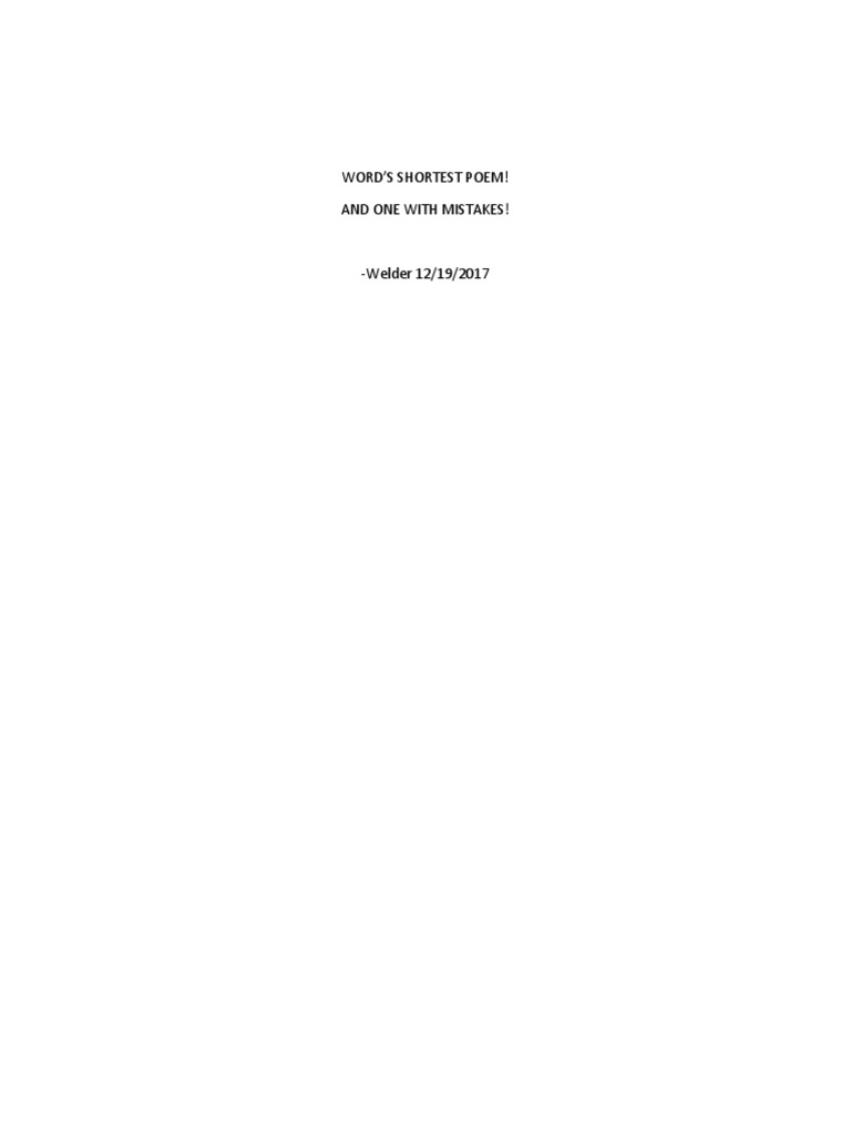 Word'S Shortest Poem! and One With Mistakes! | PDF