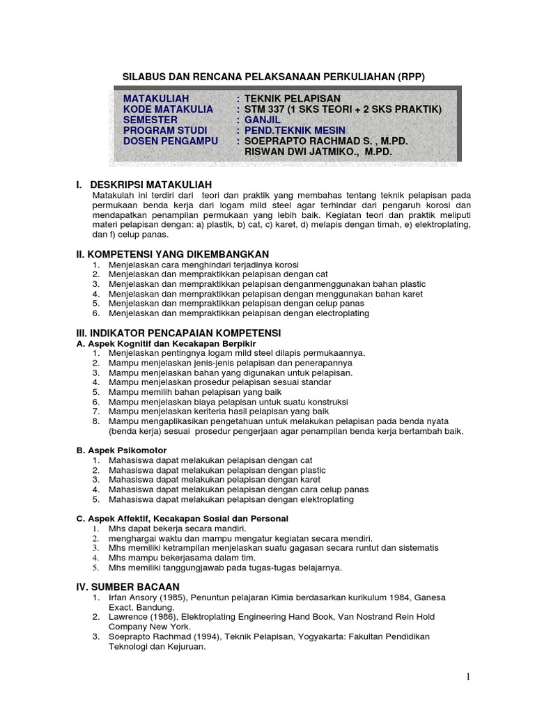 RPP Teknik Pelapisan | PDF