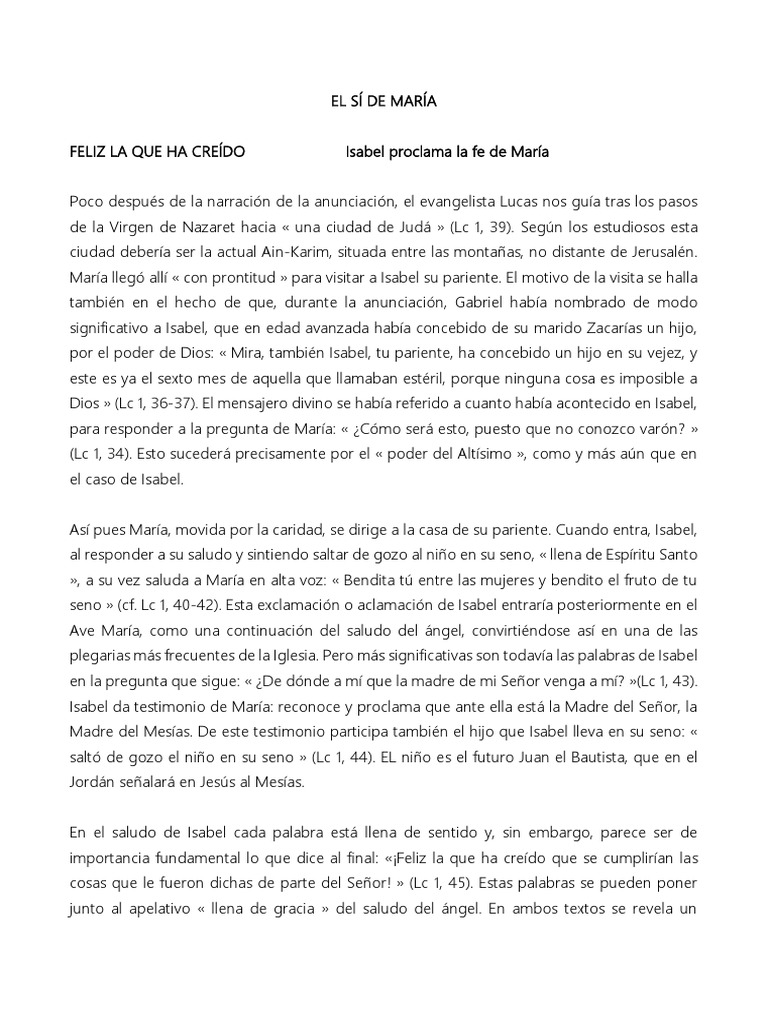 El Si de Maria | PDF | María, madre de Jesús | Fe