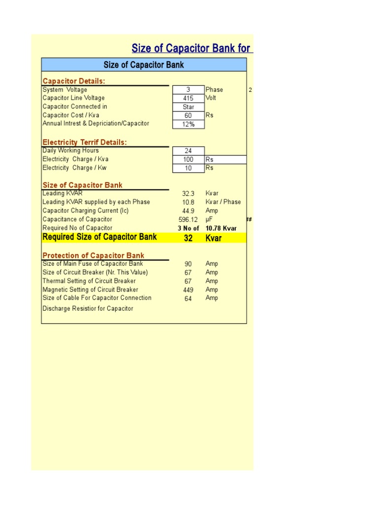 Size of Capacitor For Power Factor Improvement (1.1.17) | PDF ...