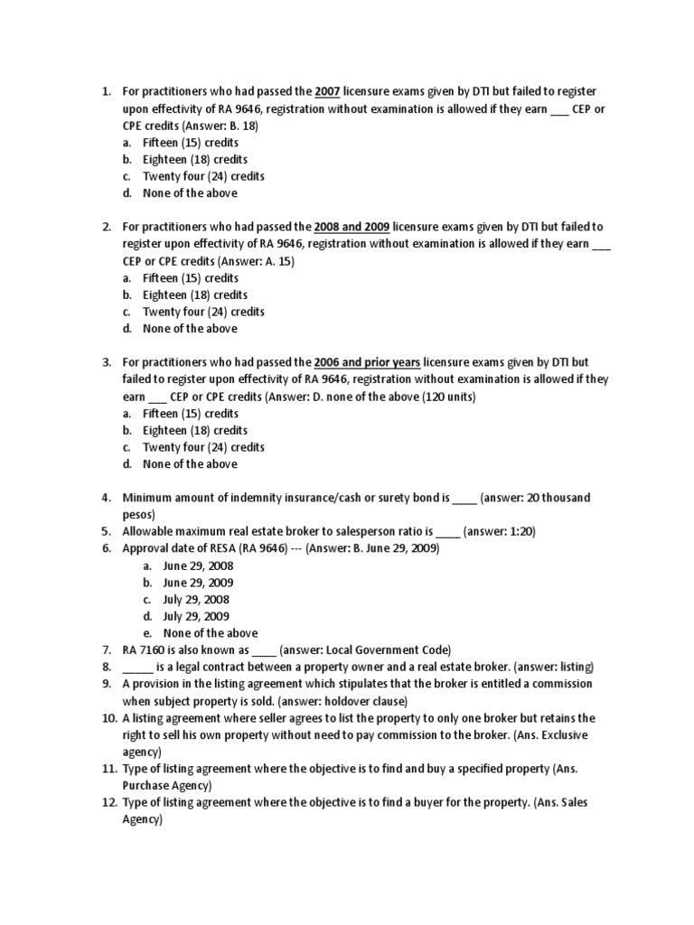 Real Estate Broker Exam Review Guide | PDF | Real Property | Property