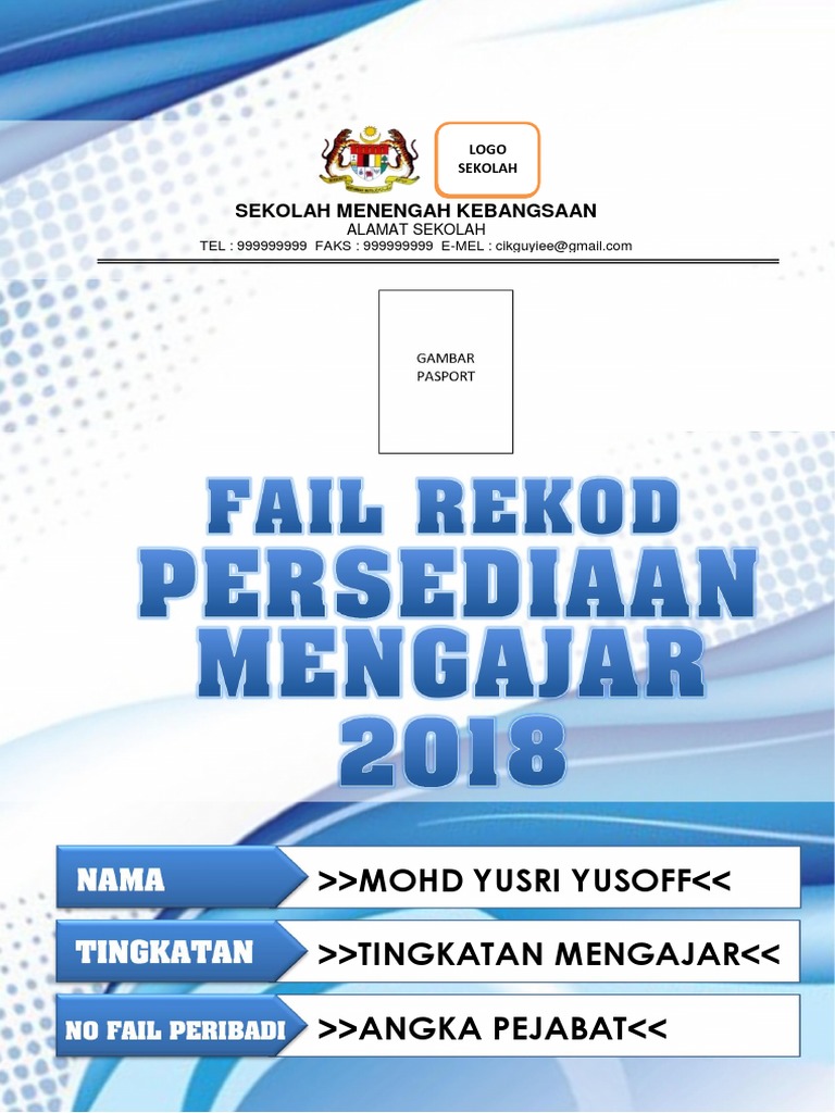 Muka Depan Buku Rekod Mengajar | PDF