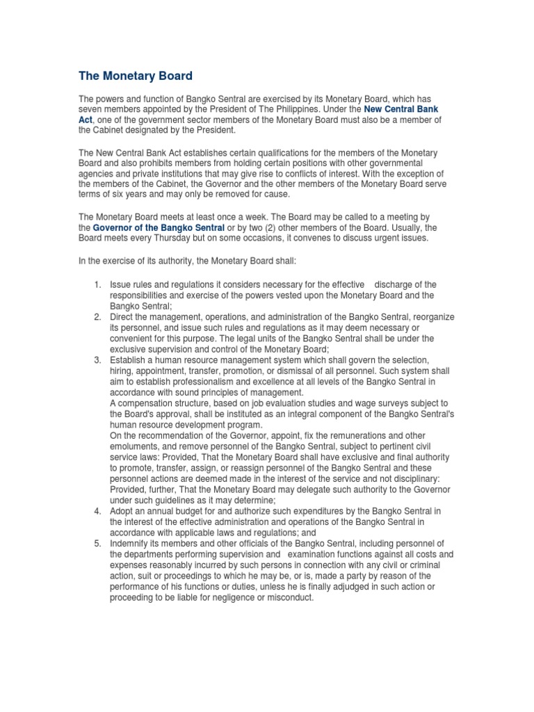 The Monetary Board | PDF | Public Sphere | Virtue