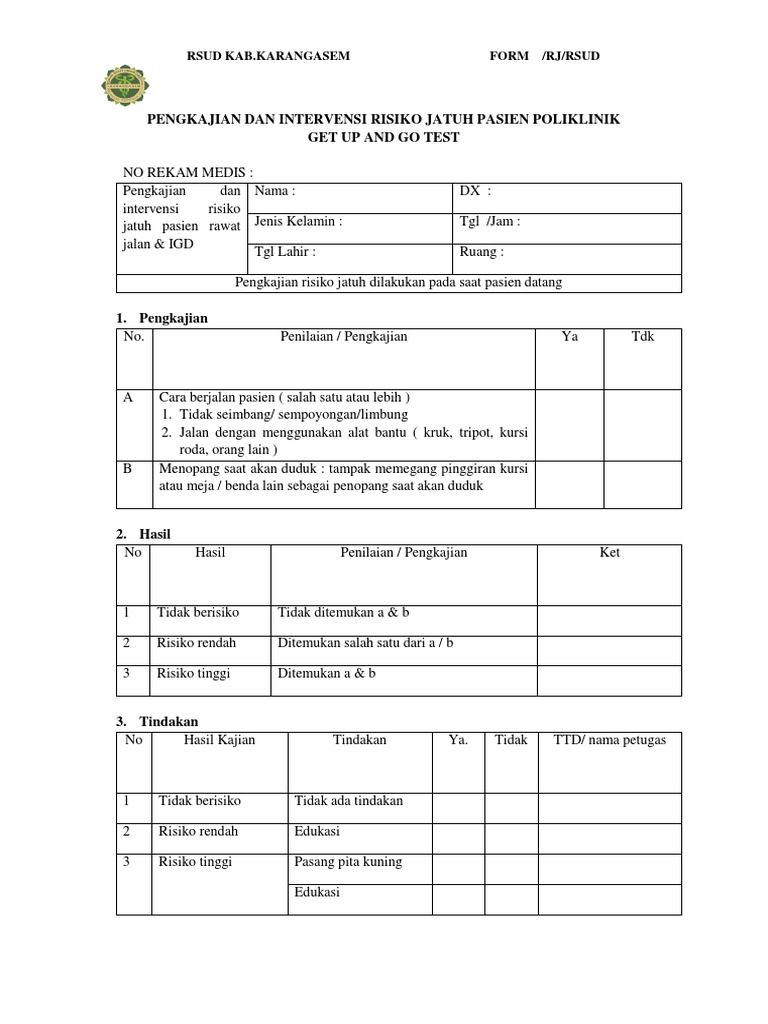 Get Up and Go Test Risiko Jatuh | PDF