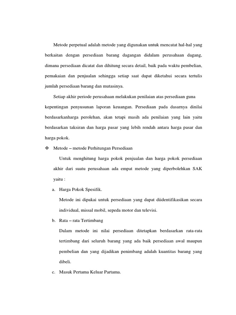 Metode Persediaan Perpetual dan Contohnya | PDF