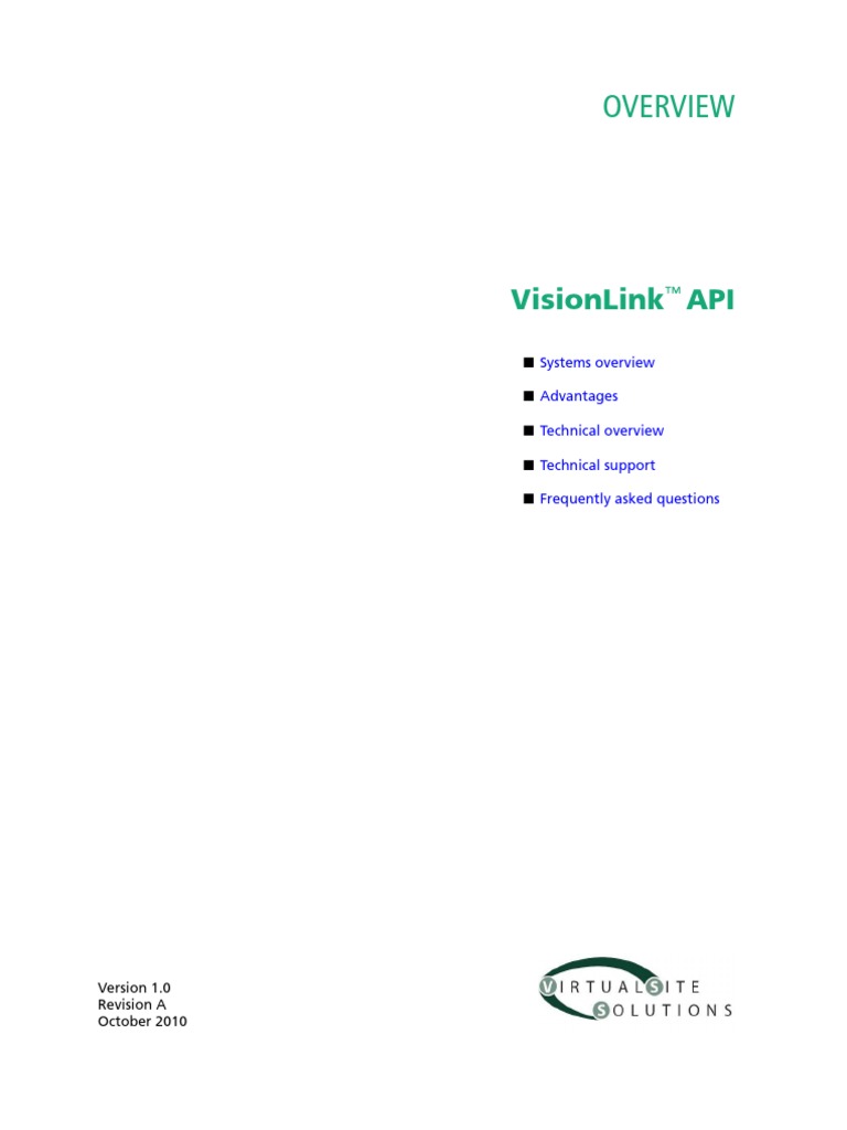 Visionlink Api: Systems Overview Advantages Technical Overview ...