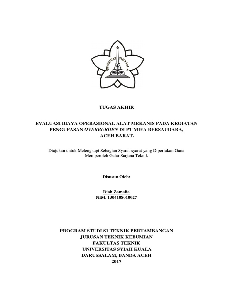 Cover Tugas Akhir Teknik Pertambangan Unsyiah | PDF | Teknologi & Rekayasa