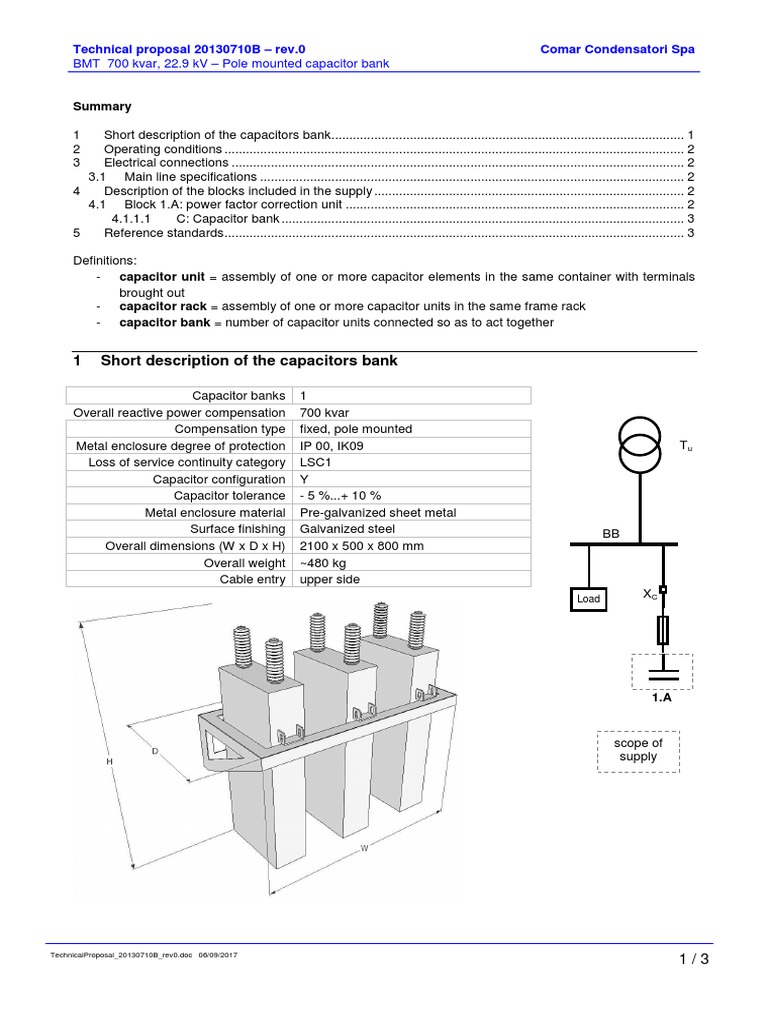 TechnicalProposal 20130710B Rev0 | PDF | Mains Electricity | Capacitor