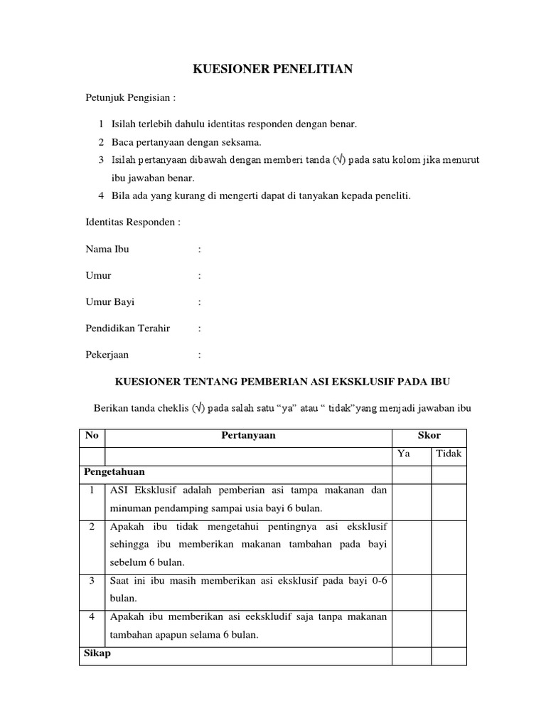 Kuesioner Penelitian | PDF