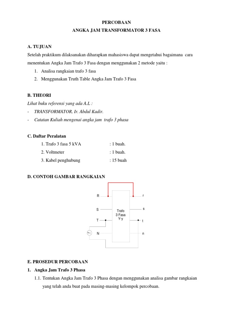 Job Angka Jam Trafo 3 Phasa | PDF