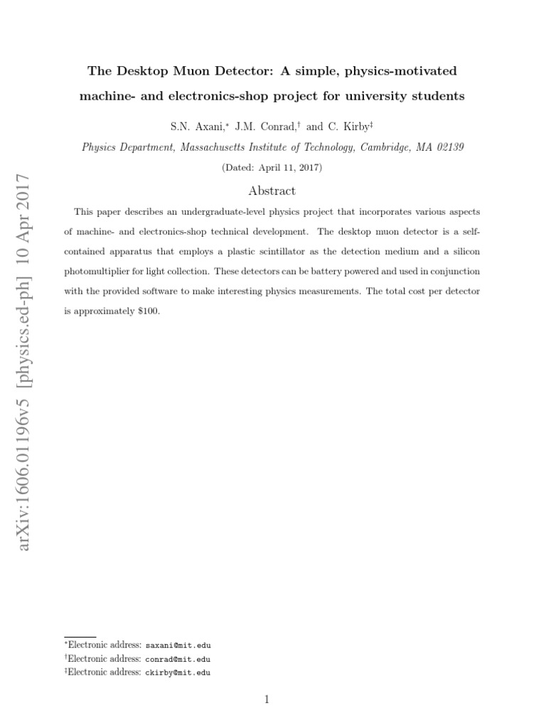 DIY Muon Detector | PDF | Cosmic Ray | Amplifier