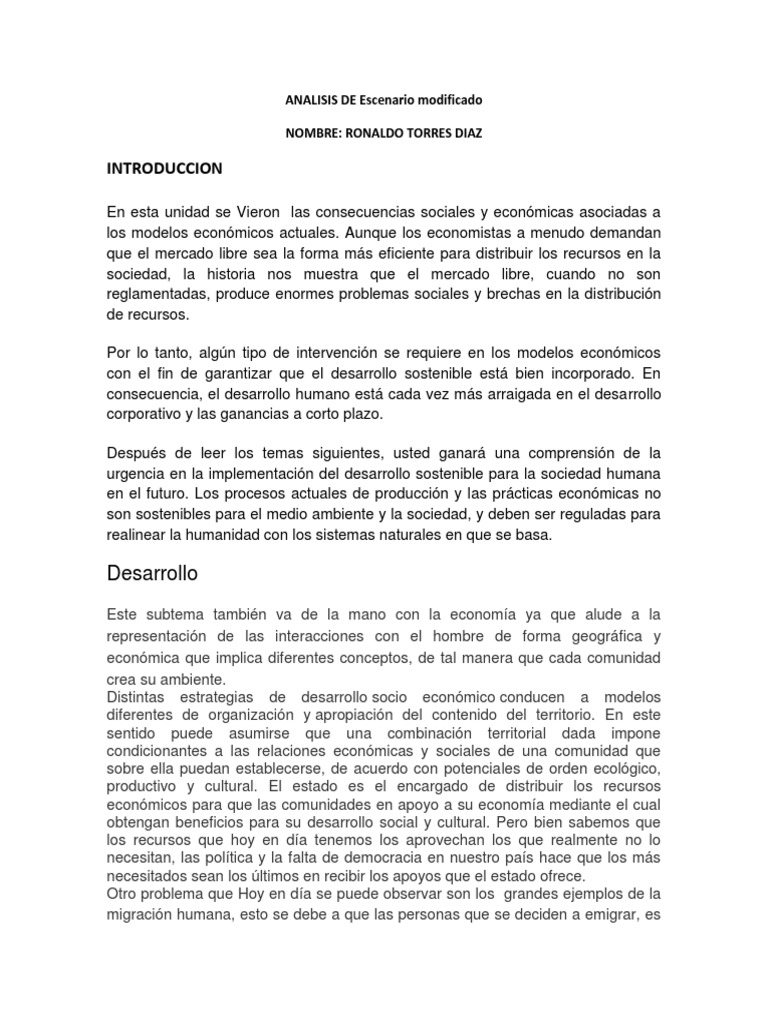 ANALISIS de Escenario Modificado | PDF | Desarrollo sostenible | Sociedad