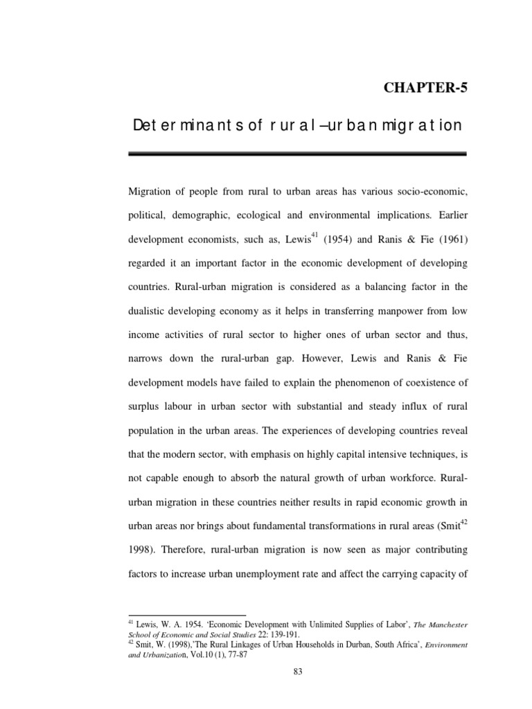 Rural Urban Migration | PDF | Human Migration | Urbanization