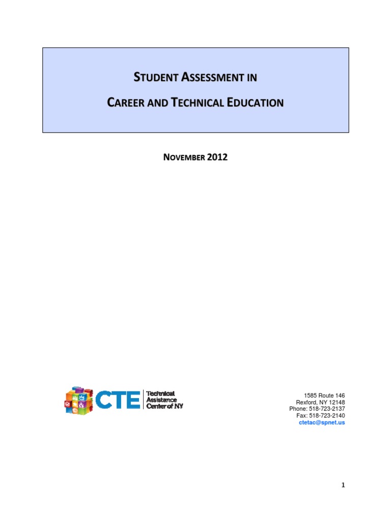 Student Assessment in CTE2 - Final 103112 | PDF | Educational ...