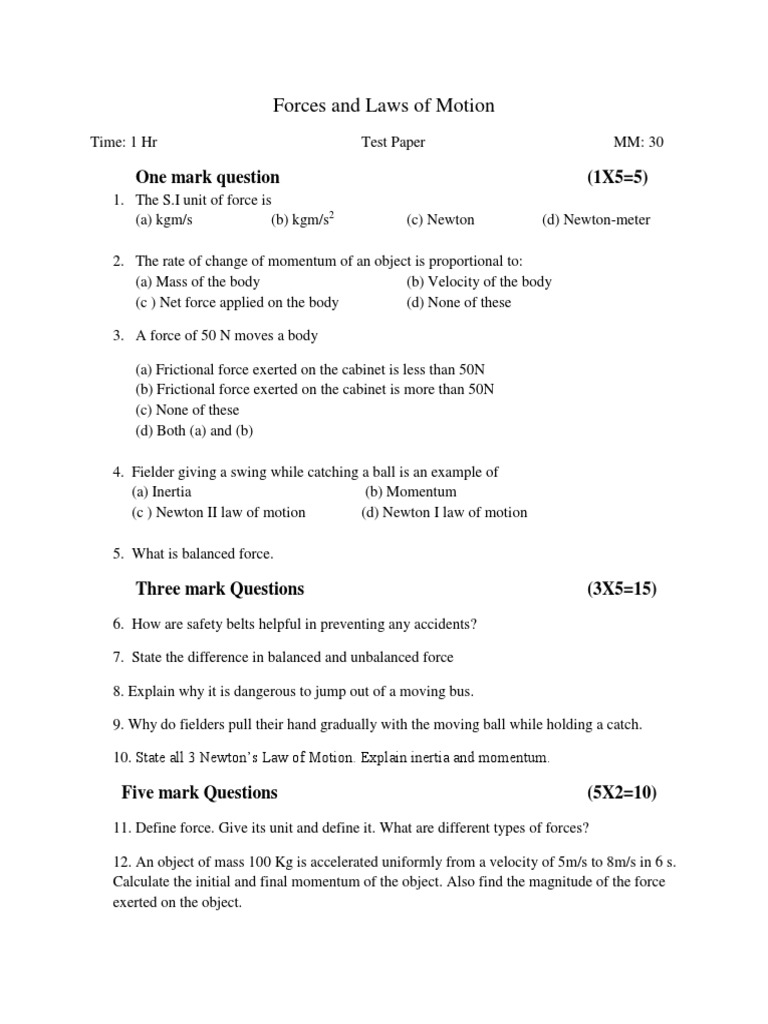 Class 9 Forces & Laws of Motion 2 | PDF