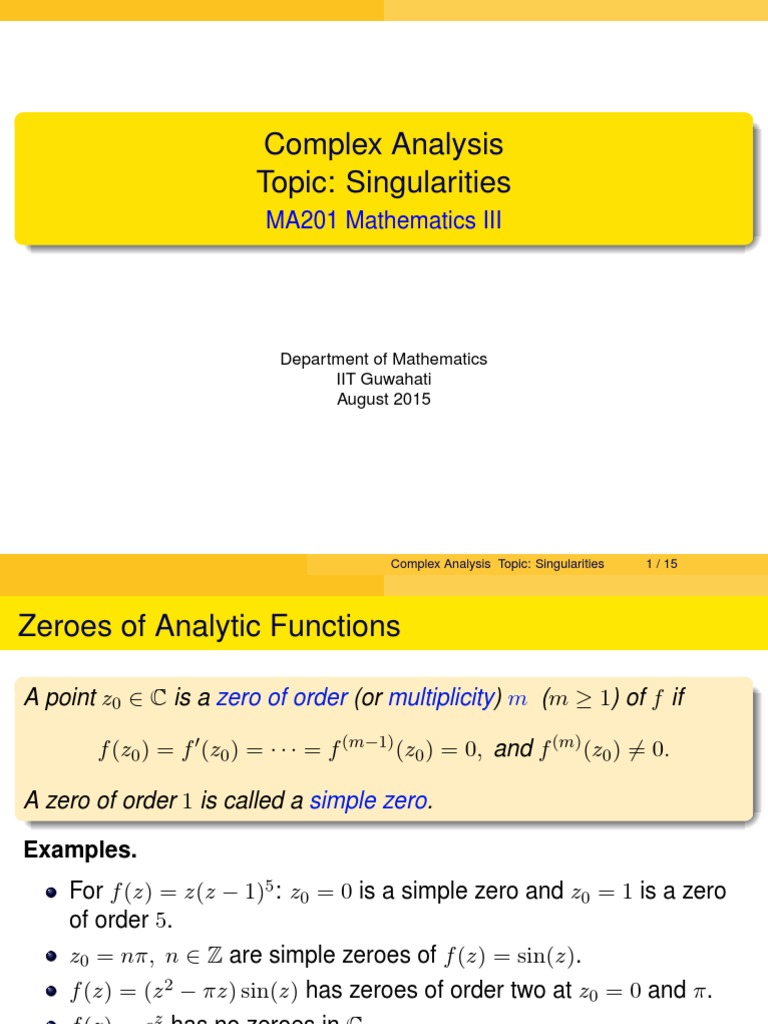 Slides 10 Handout | PDF | Complex Analysis | Analytic Function