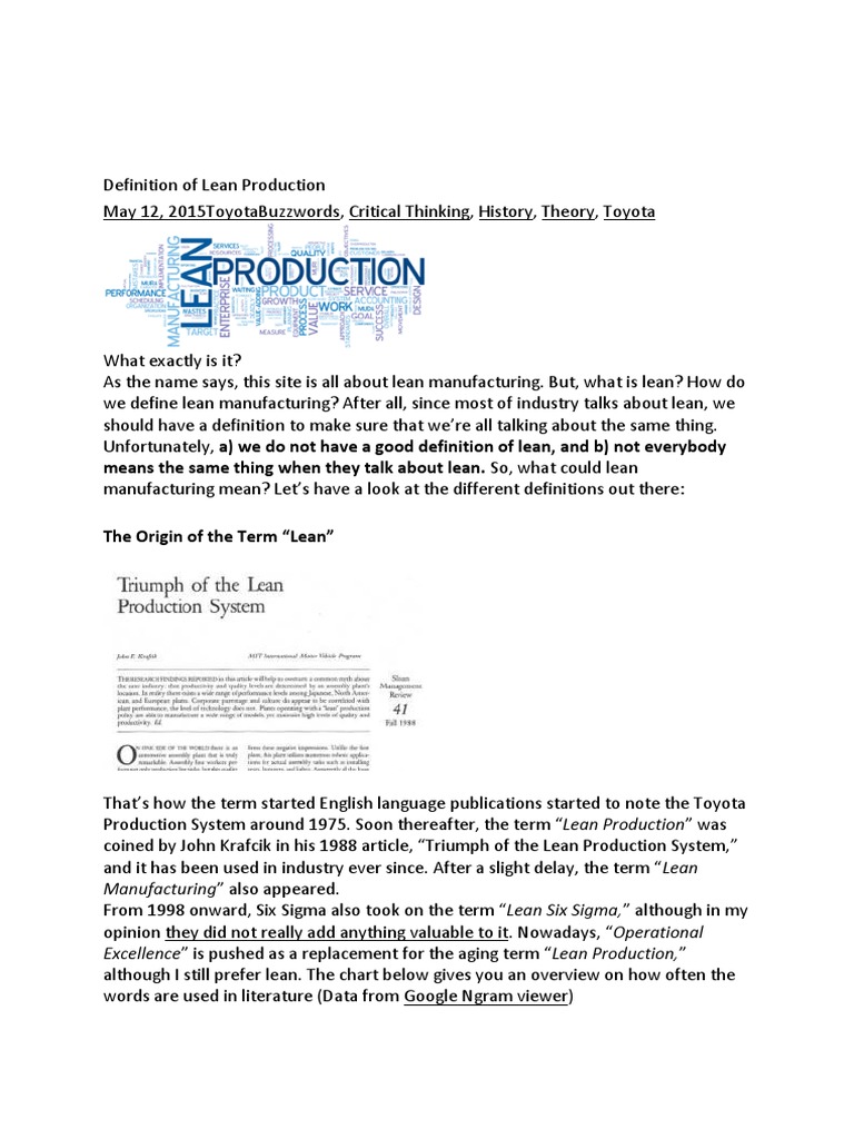 Lean Production | PDF | Lean Manufacturing | Inventory