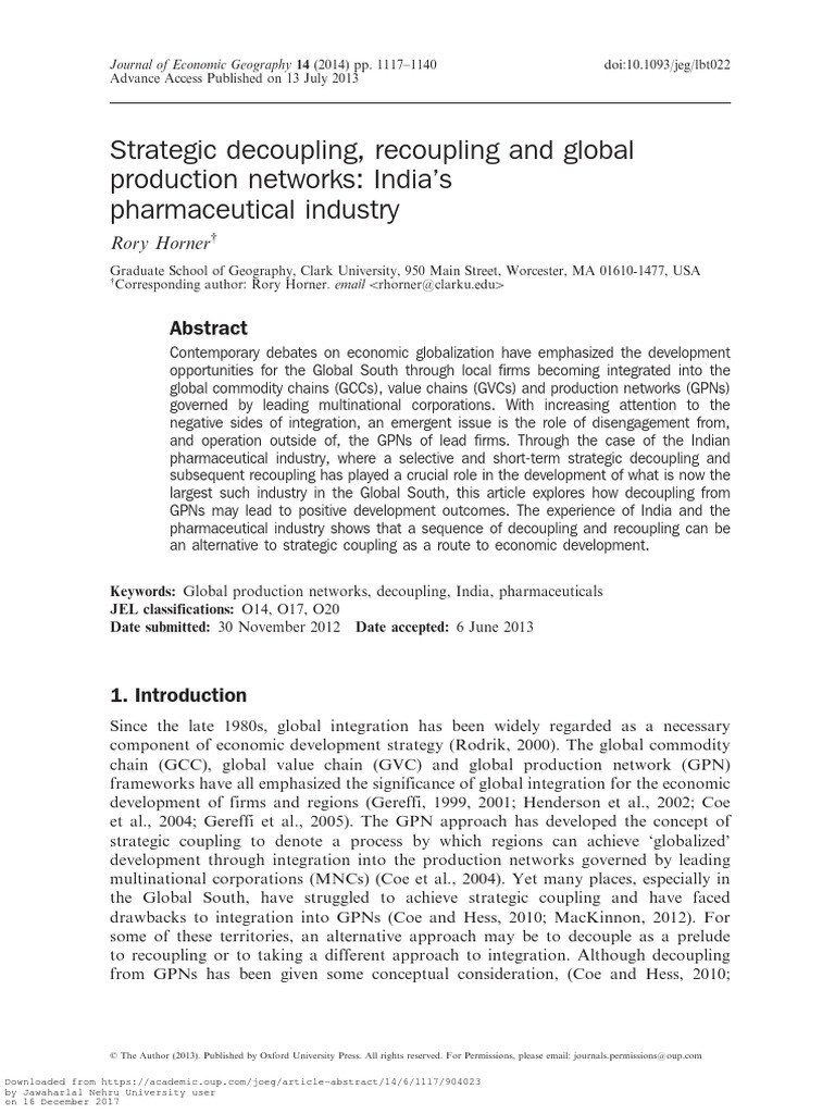 Strategic Decoupling, Recoupling and Global Production Networks: India ...