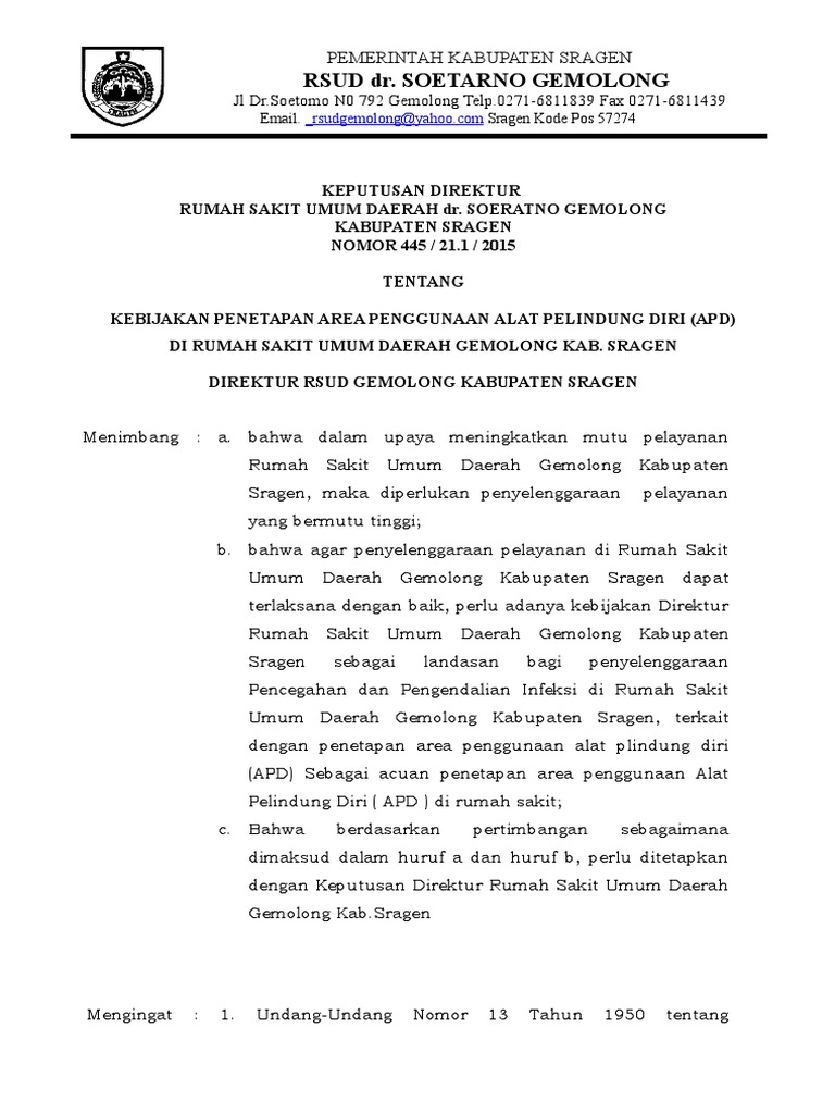 Kebijakan Area Apd | PDF