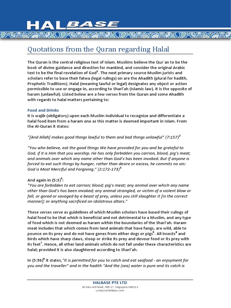 Quotations From Quran About Halal | Download Free PDF | Hadith ...