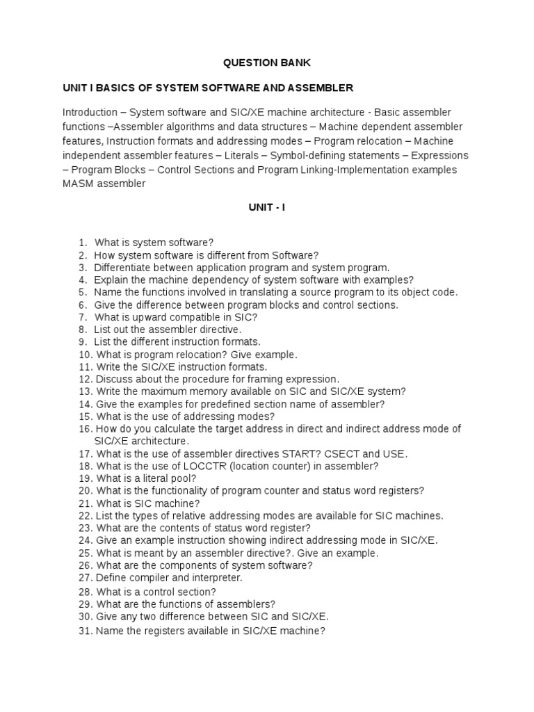 MC7203 System Software | PDF | Parsing | Assembly Language